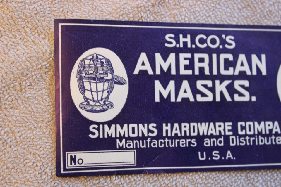 C. 1910s Simmons Hardware baseball catcher's mask ORIGINAL shipping box ...
