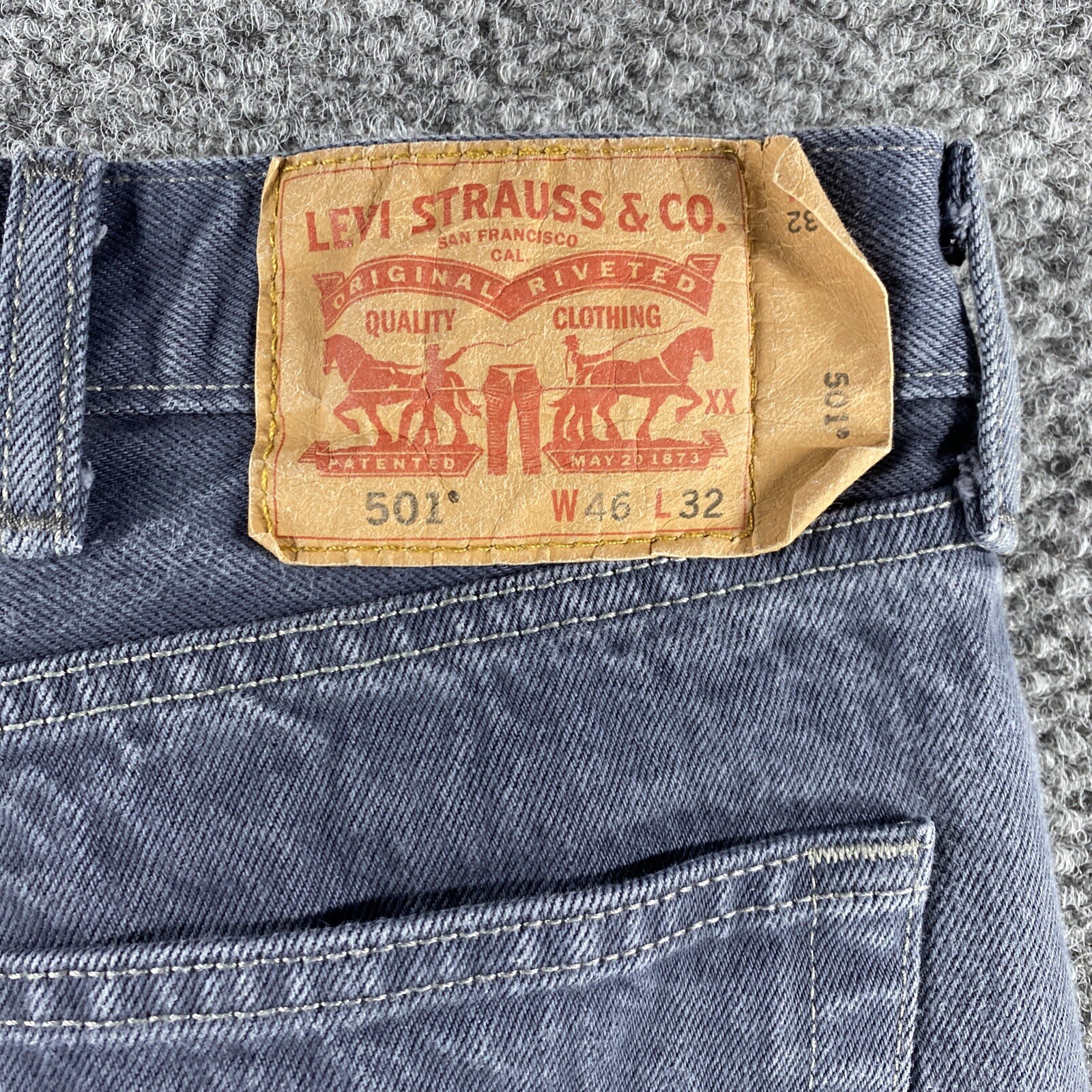 Levi's 501 Mens Button Fly Jeans Straight Leg Gray Si… - Gem