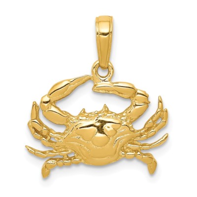 14k Yellow Gold Blue Crab Charm Pendant 0.79 Inch | eBay