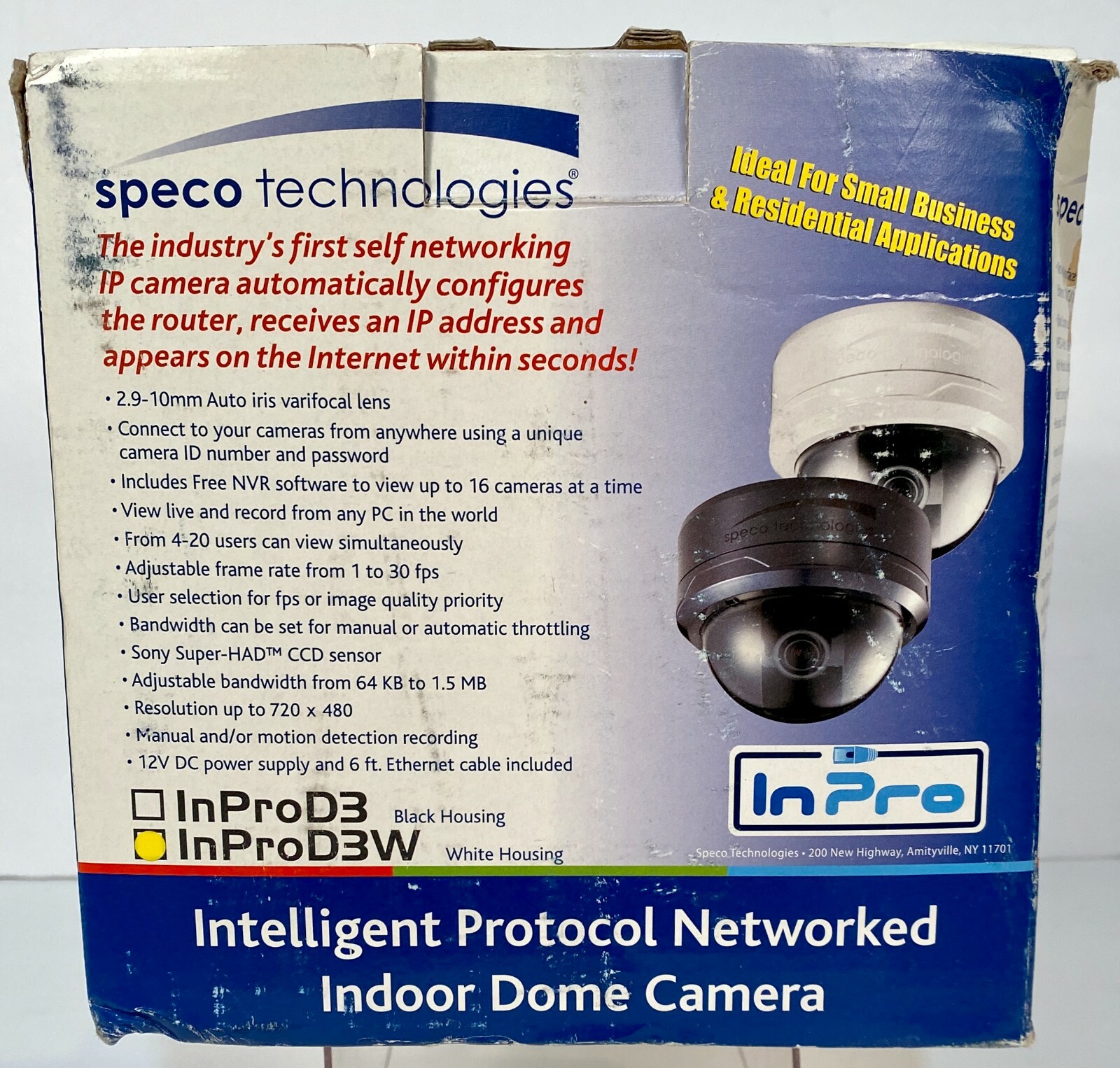 Speco INPROD3W IP Auto-Networking Indoor Dome Camera InPro Series 2.9 ...