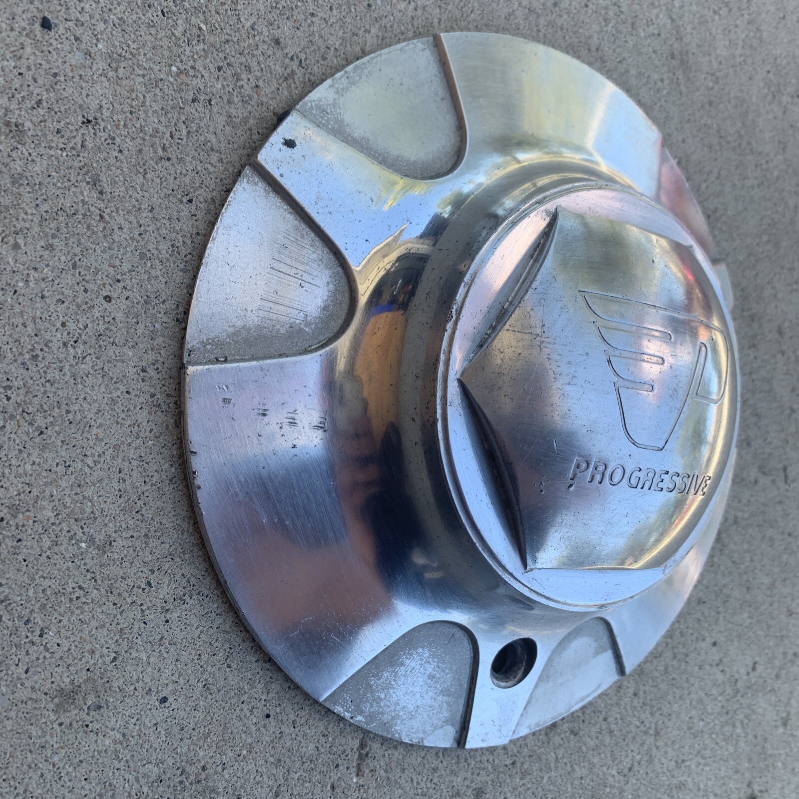 Progressive POLISHED Alum Mag Dome Hex Top Wheel 7" O.D. Center Cap w ...