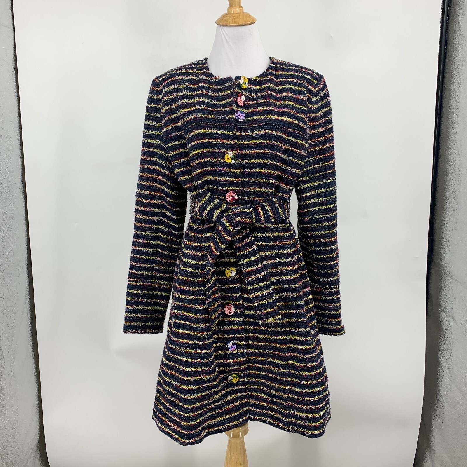 Cabi Coat Womens 8 Multi Headline Topper Tweed Floral Buttons Shoulder ...