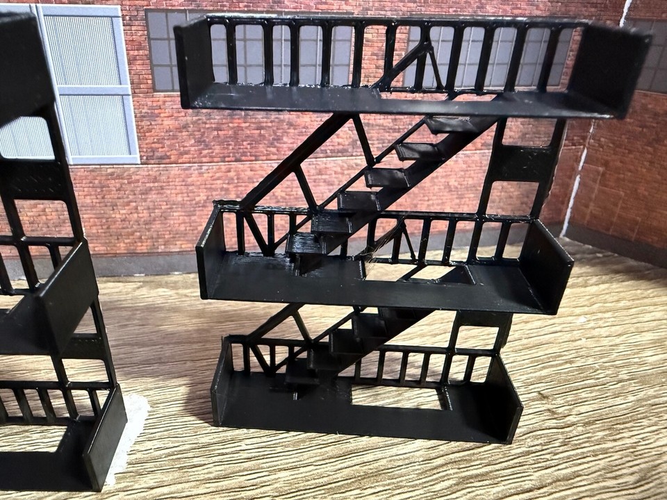 HO Scale Fire Escape - 3 Stories Plus Drop Down Ladder -Fully Assembled ...