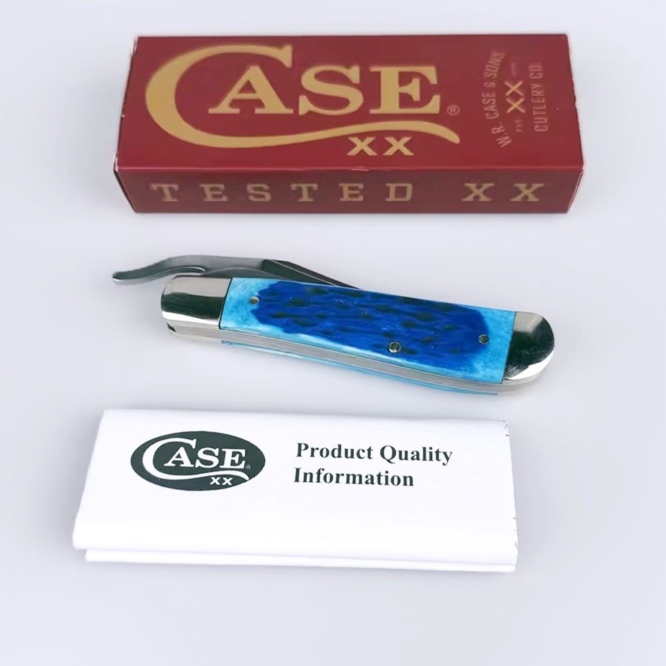 Case XX Knives 51859 Pocket Worn Mediterranean Blue Bone Russlock Knife ...