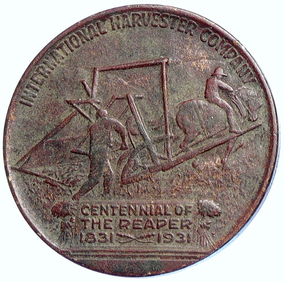 1931 UNITED STATES Cyrus Hall McCormick INVENTOR REAPER Vintage Token ...