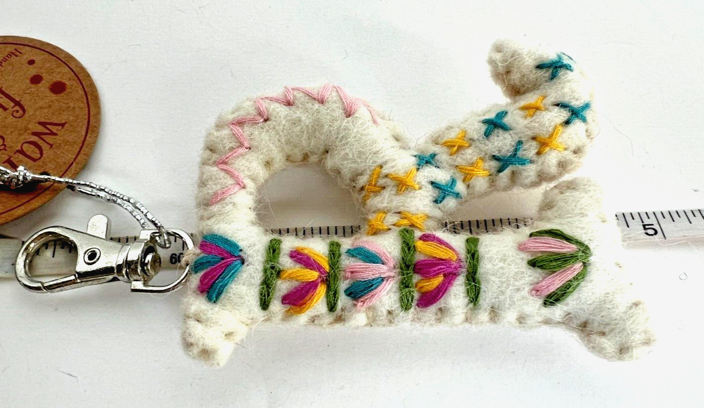 Ganz Wool Felt Embroidered Key Fob Key Chain Initial Monogram Letter "R ...