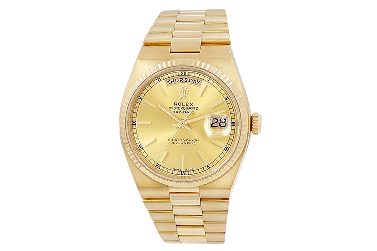 Rolex 36mm 18K Yellow Gold Oysterquartz Day-Date Watch #19018 Integral ...