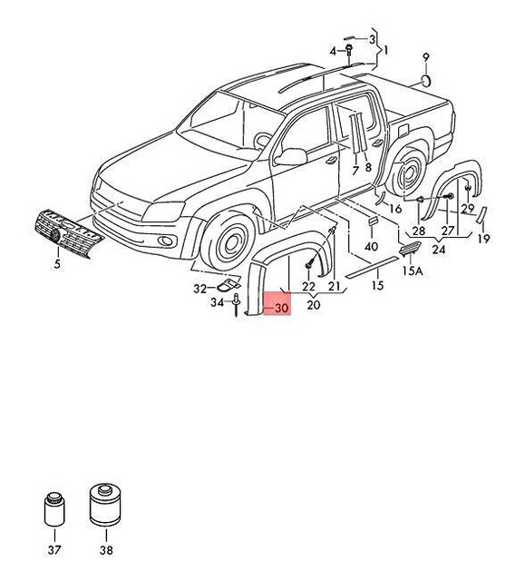 VOLKSWAGEN Amarok Front Right Wheel Cover Primed Genuine 2HH853728GRU ...