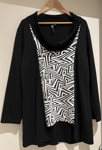 TS TAKING SHAPE Long Sleeve Viscose Cowl Neck Pullover Black & White ...