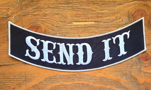 SEND IT BIKER ROCKER PATCH 12X3 motorcycle jacket vest leather harley ...