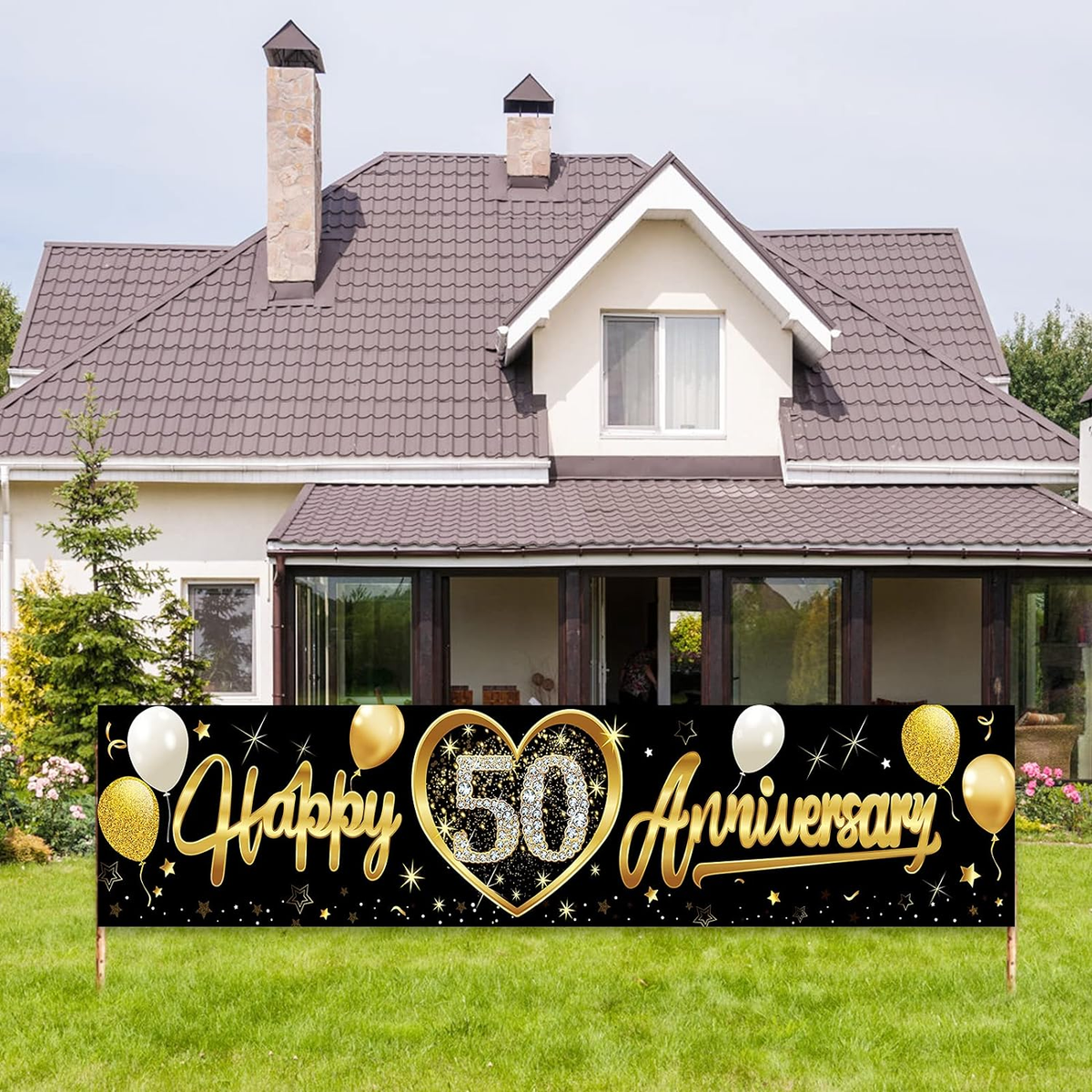 50th Anniversary Decorations And Supplies Black Gold Happy 50th