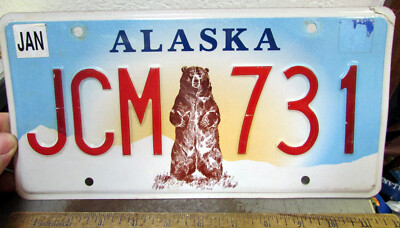 Alaska License Plate reissue Kodiak bear style plate, jan 2016 exp, JCM ...
