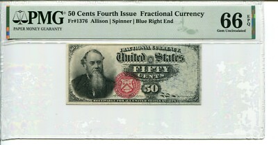 FR 1376 50 CENT FOURTH ISSUE FRACTIONAL STANTON PMG 66 EPQ GEM ...