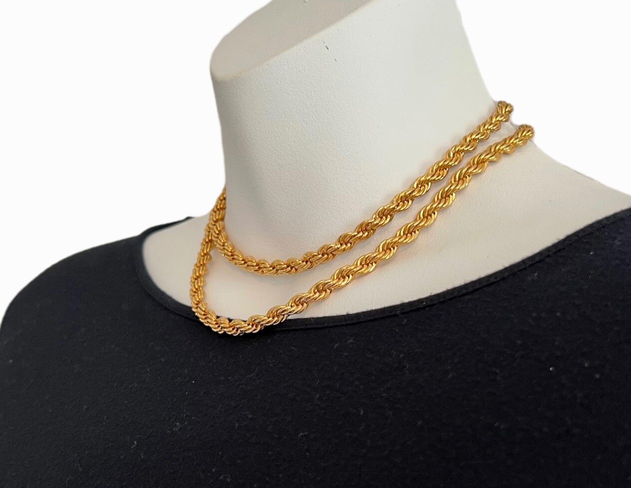 Vintage Napier Gold Plated Rope Chain Necklace 5 mm x… - Gem