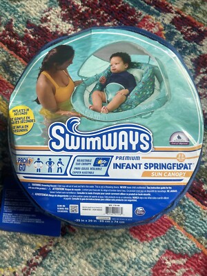 Swimways Infant Spring Pool Float 50+ UPF w/ Sun Canopy Baby 3-9 Mth ...