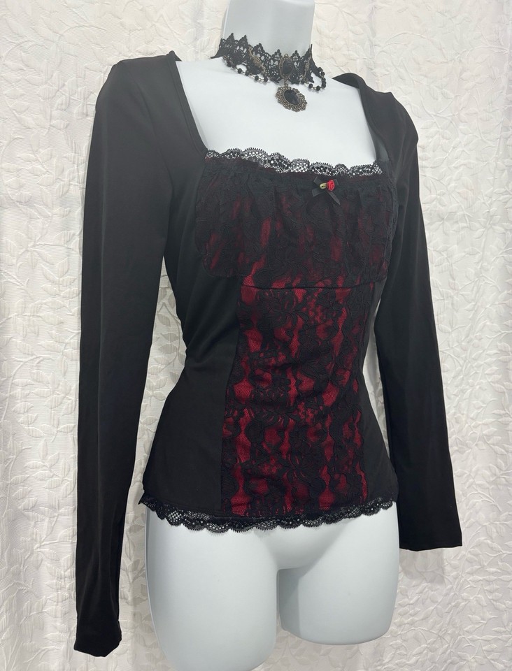 Black & Red Lace Gothic Top – UK 10 / US 6 | eBay UK