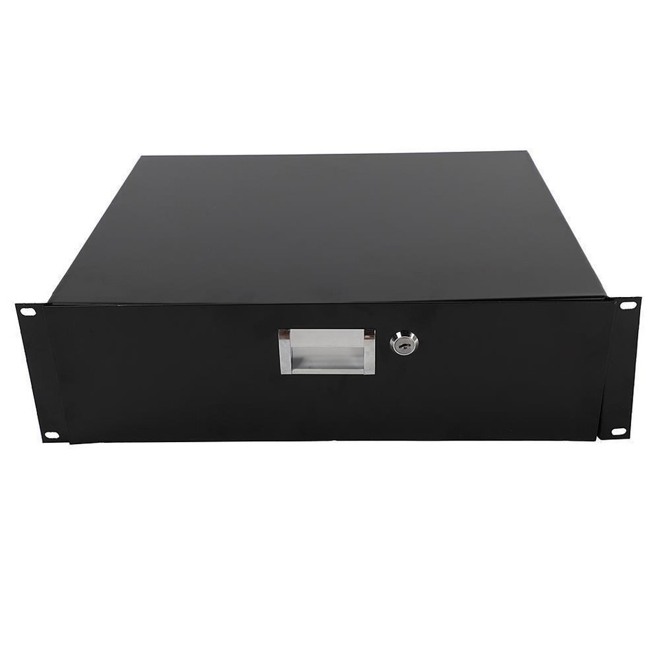 Rack Mount DJ 19" 3U Rack Road Case Equipment Deep Drawer Locking Black | eBay