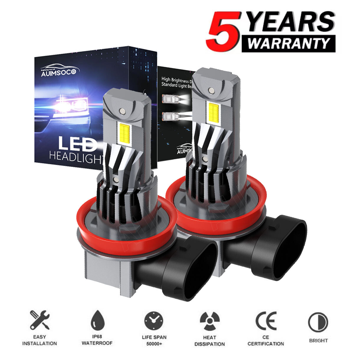 Brightest H11 Headlight Bulbs 8000k 4Pcs H11 LED Headlight Super