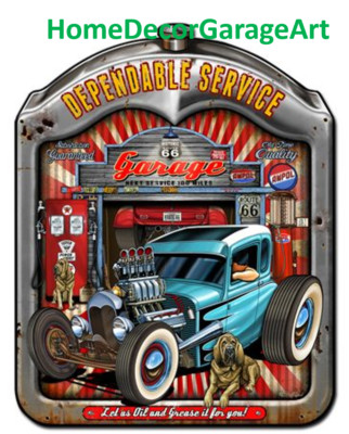 Hot Rod Radiator Service Cutout Shape Flat Metal Sign 4 Sizes Garage ...