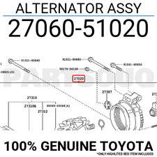 2706037090 Genuine Toyota Alternator ASSY 27060-37090 for sale online ...