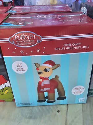 RUDOLPH the RED NOSED REINDEER 3.5 Ft Tall Inflatable Christmas Yard ...