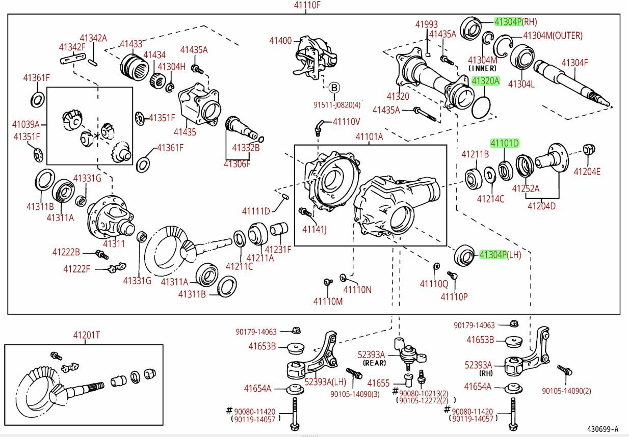 Toyota 4WD V6 Front Differential Seal Kit Genuine OE OEM CHECK FITMENT ...