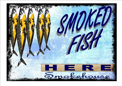 Smoked Fish Sign Vintage Style Fish Retail Signage Vintage Advertising ...