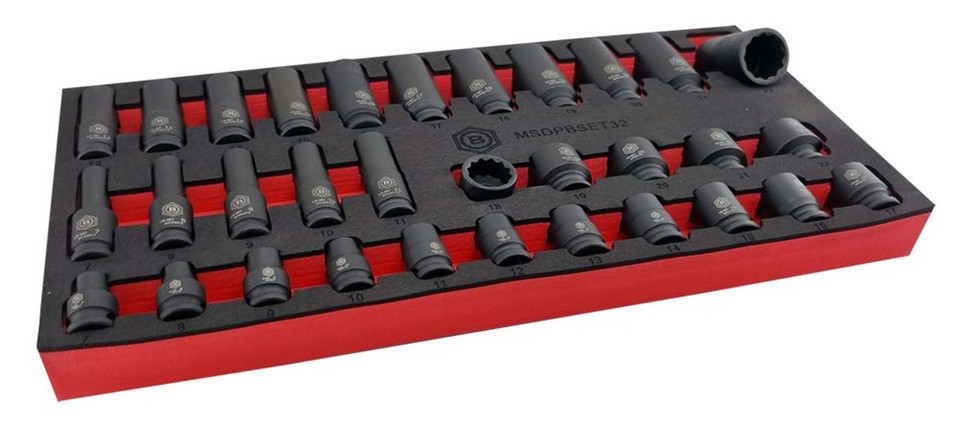 32Pc 3/8" Standard & Deep 12-Point Impact Socket Set By Britool ...