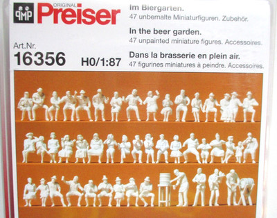 HO SCALE Preiser 47 UNPAINTED People in the BEER GARDEN Figures KIT ...
