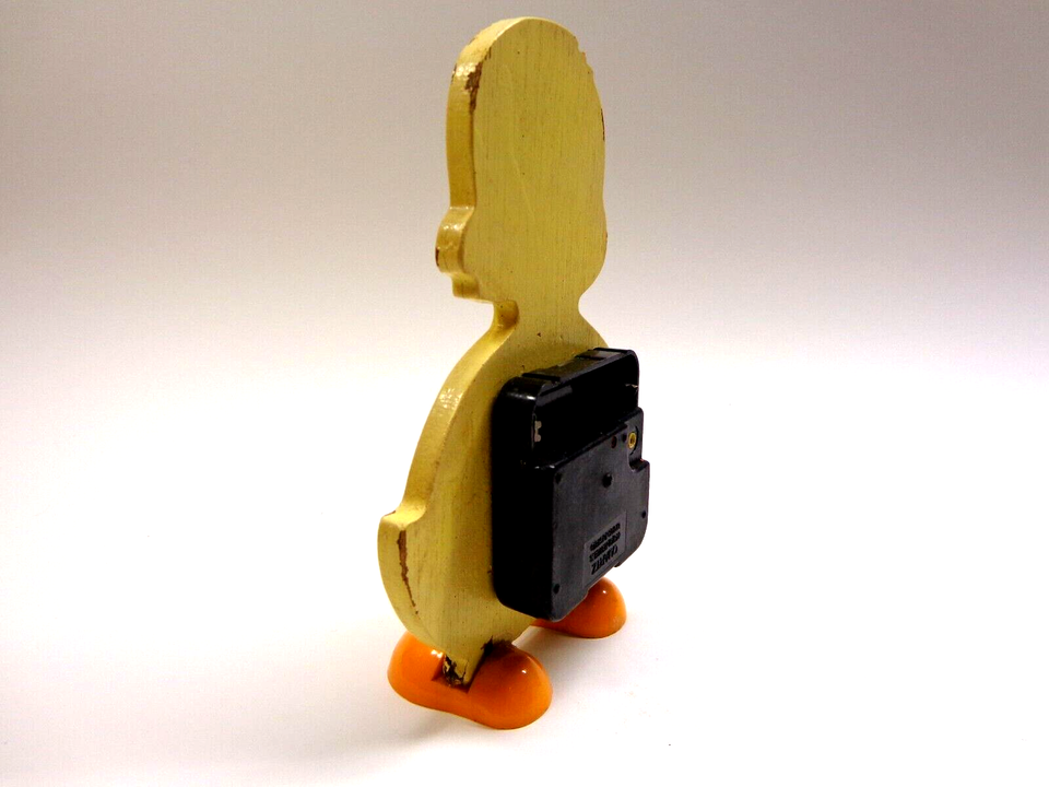 Vintage Anthropomorphic CHICK CLOCK Wooden 6" Yellow Chicken Peep w/Egg ...