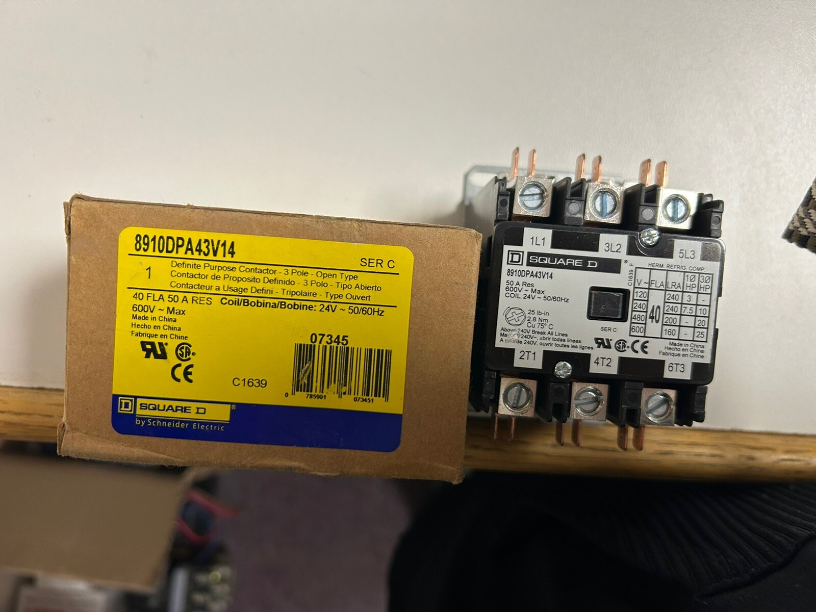 Square D 24V 25 HP Definite Purpose Contactor - 8910DPA43V14 for sale ...