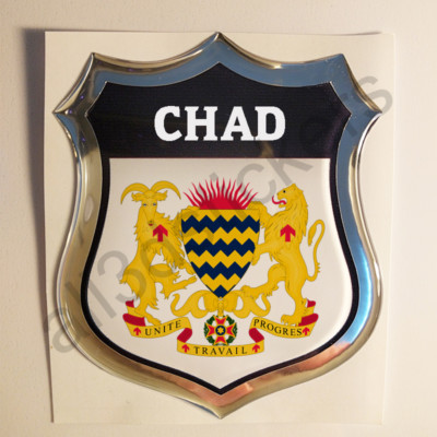 Sticker Chad Emblem Coat of Arms Shield 3D Resin Domed Gel Vinyl Decal ...