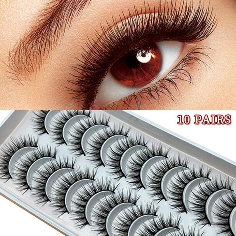 10 Pairs False Eyelashes Natural Wispy Fluffy Fake Eyelashes Long Thick ...
