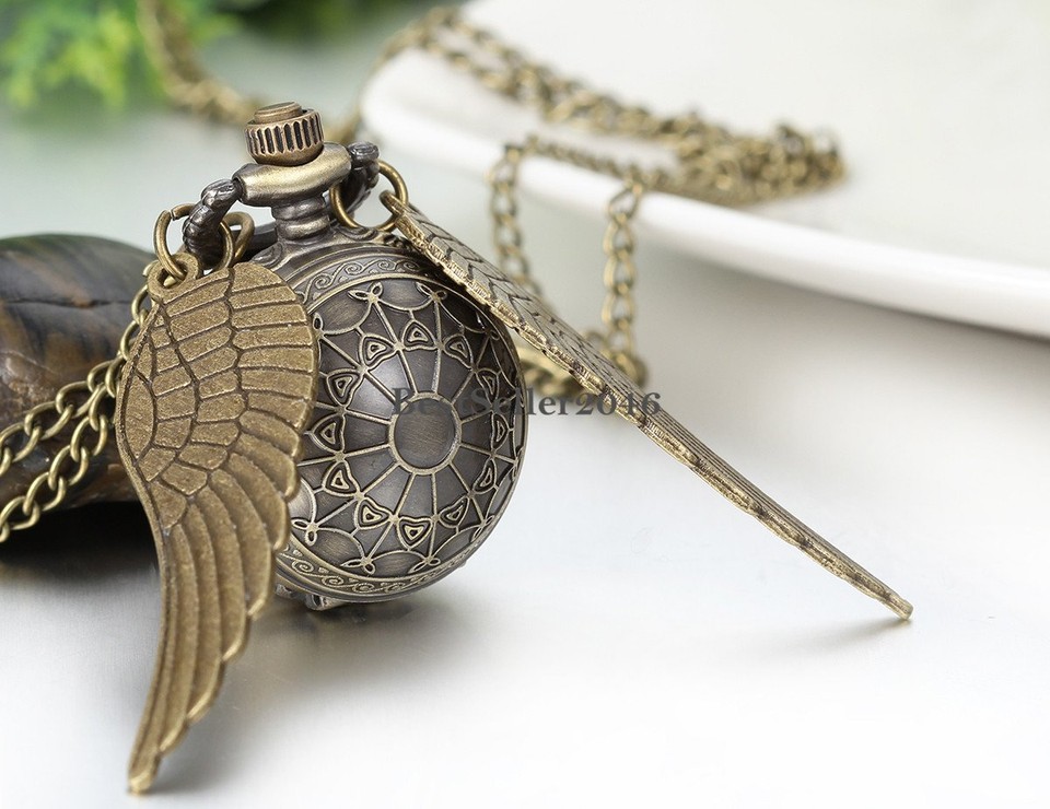 Vintage Quartz Bronze Ball Angel Wings Antique Steampunk Pocket Watch ...