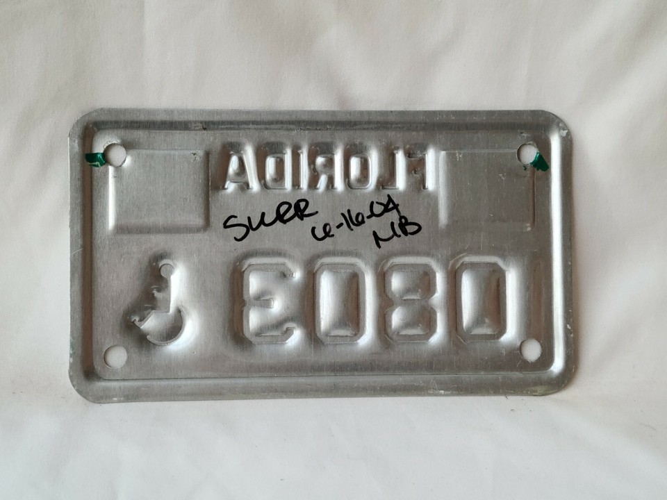 Vintage 2001 2004 Florida Disabled Motorcycle License Plate 0122 | eBay