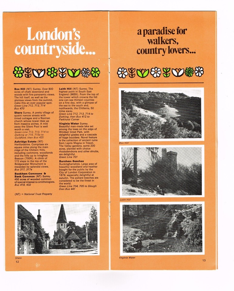 London Sightseeing Map Brochure Green Line Coaches Country Buses 1972 ...