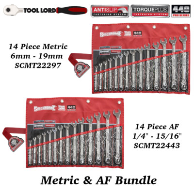 Sidchrome 14 Piece Metric + 14 Piece AF Pro Series Ring & Open End ...