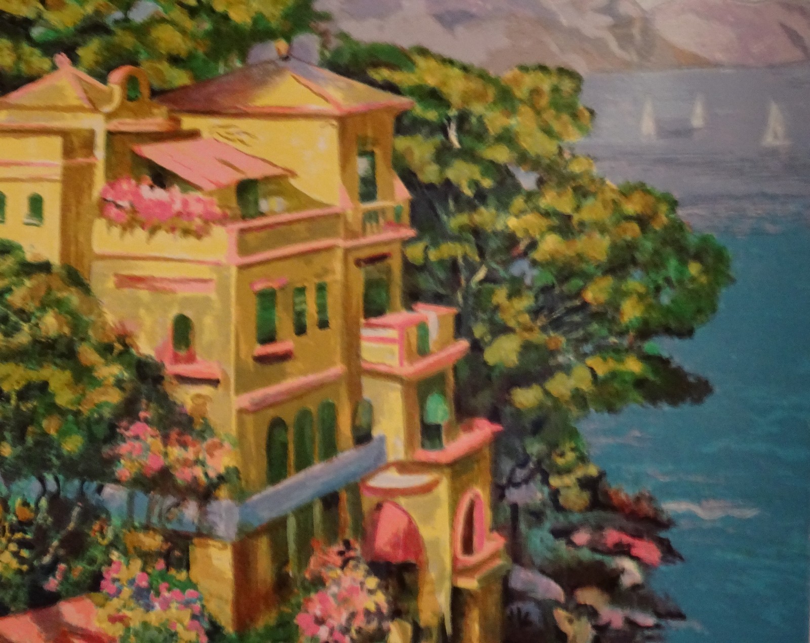 Howard Behrens (1933-2014) "Villa Portofino" Ltd Ed.Serigraph Hand Sign ...