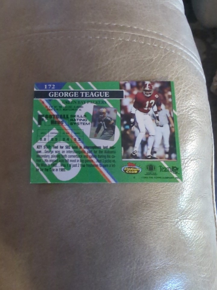 1993 STADIUM CLUB GEORGE TEAGUE GREEN BAY PACKERS #172 | eBay