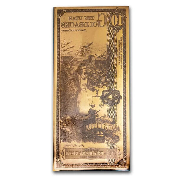 Utah 10 Goldbacks 999 Gold Foil Note 1/100th oz Currency 24KT Gold Back ...