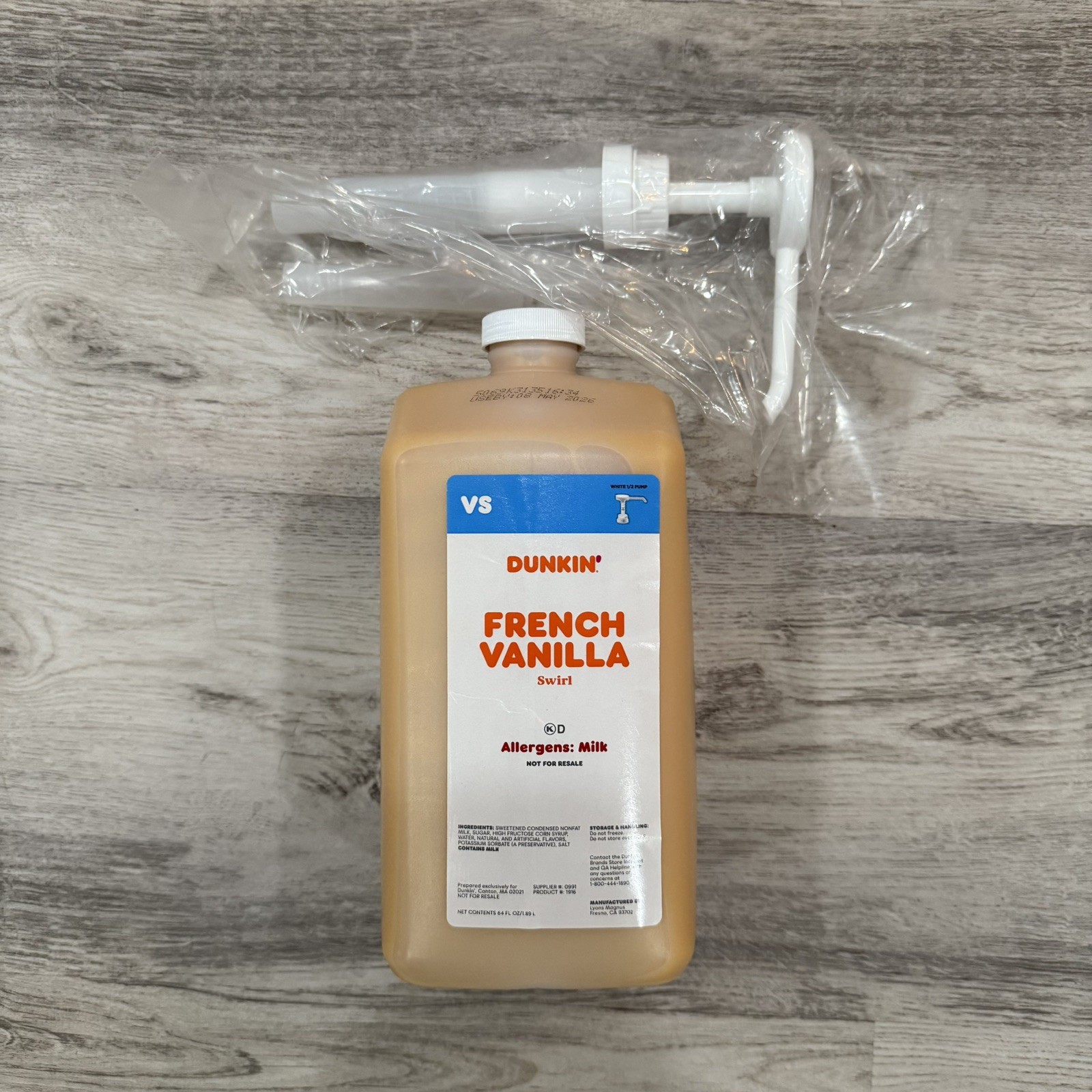 Dunkin Donuts French Vanilla Swirl 64 oz with Pump, Coffee Syrup