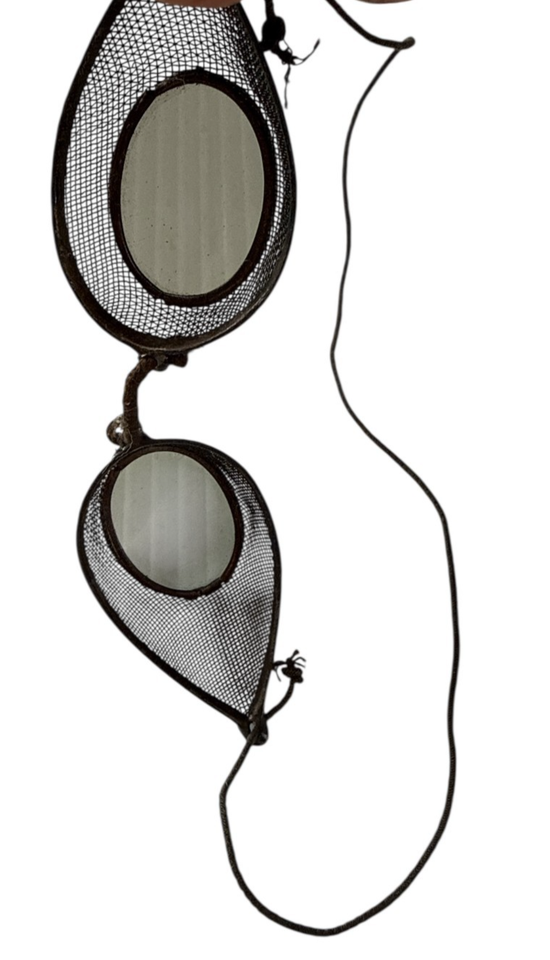 Antique artillery civil war goggles Gray Lens Wire mesh safety railroad ...
