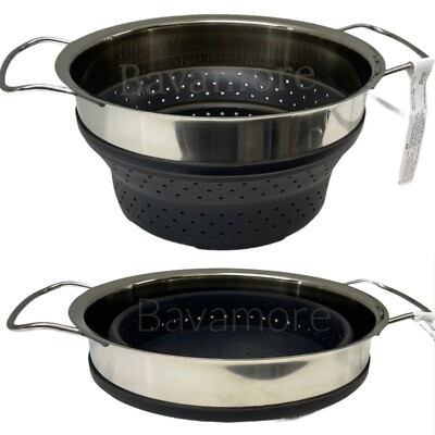 IKEA KLOCKREN collapsible Colander Stainless Steel, Silicone 5.3qt, 9 ½ ...