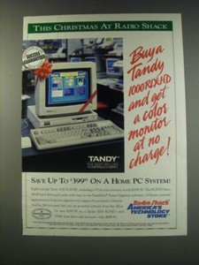 1991 Radio Shack Tandy 1000 RLX/HD Computer Ad - This Christmas at ...