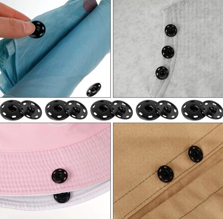 Black Press Stud Buttons Metal Studs Snap Fastener Sew On Titch Button Popper | eBay UK