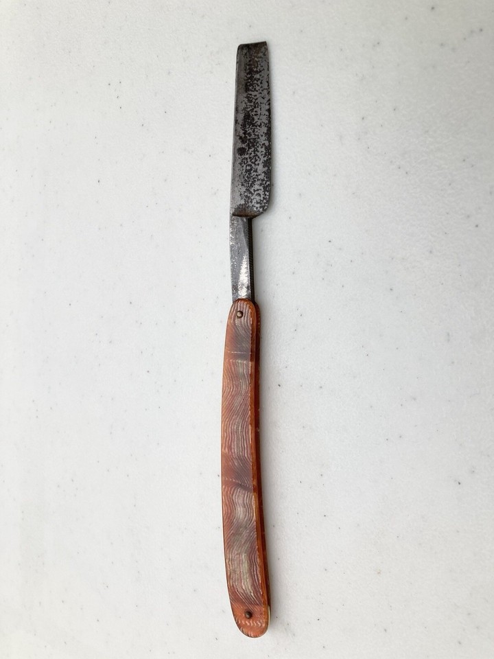EARLY VINTAGE STRAIGHT RAZOR BROWN HANDLE UNMARKED UNBRANDED | eBay