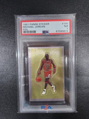 1991 Panini Sticker FOIL #190 Michael Jordan PSA 7 NM (CLEAN SLAB ...