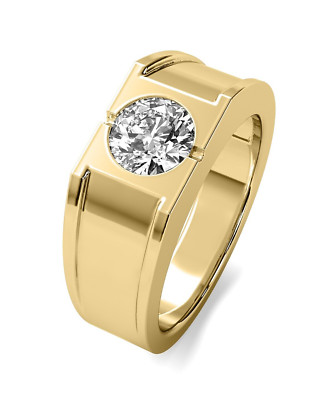 1.01 Carat G/VVS2 Fancy Round Cut Lab Grown Men's Diamond Ring 14k ...