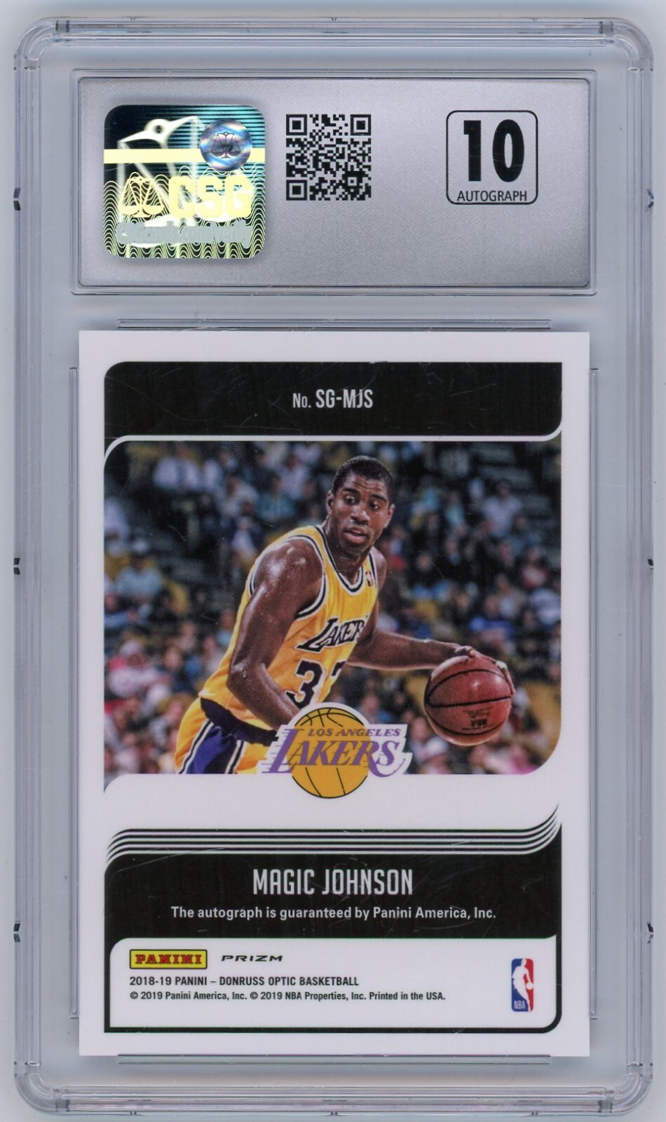 2018-19 Optic Signature Series Purple MAGIC JOHNSON Auto - CSG 9 | eBay