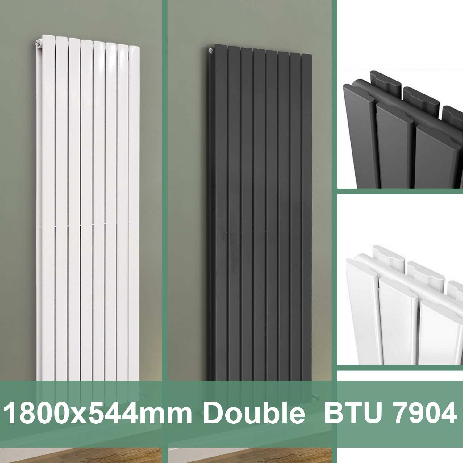 1800x544mm Tall Vertical Flat Panel Bathroom Designer Radiator ...